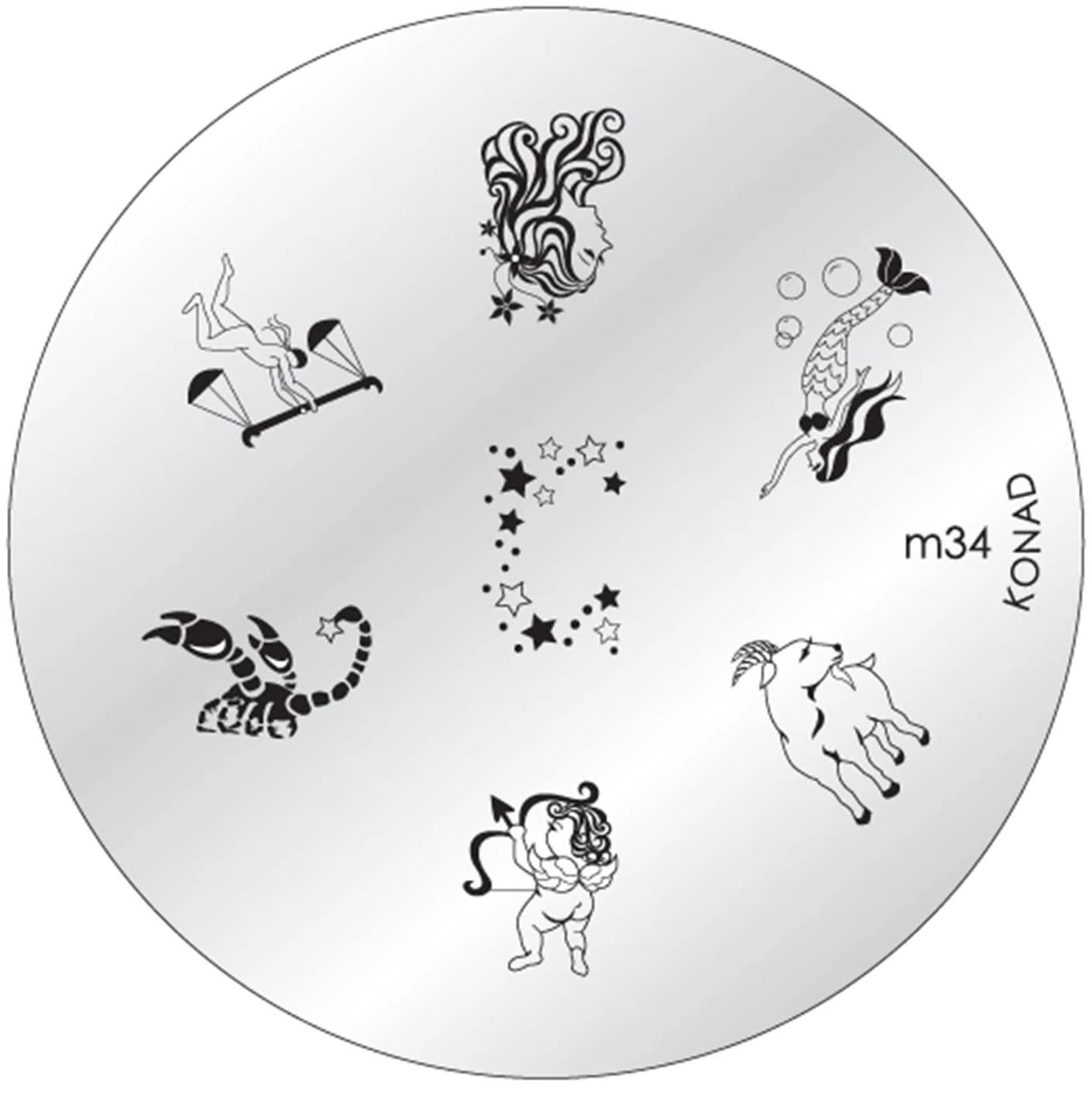 Buy Konad Stencil Stamping M34 - Premium Nail Art Template for Perfect ...