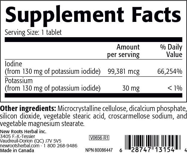 New Roots Herbal Potassium Iodide 130mg Supplement (30 tabs) - YODO ...