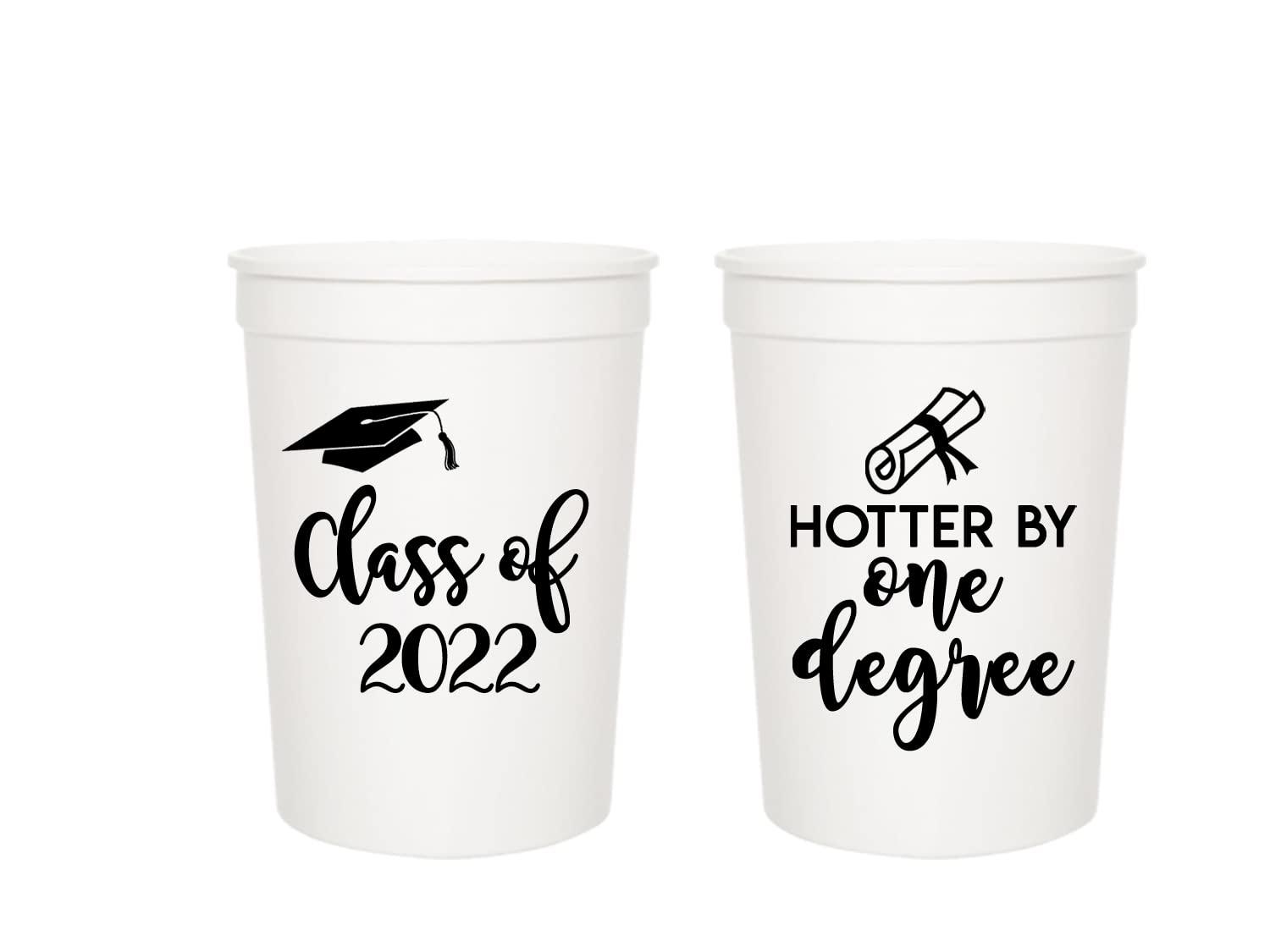 Hotter By One Degree Graduation Party Cups - Set of 12 White 16oz Cups ...