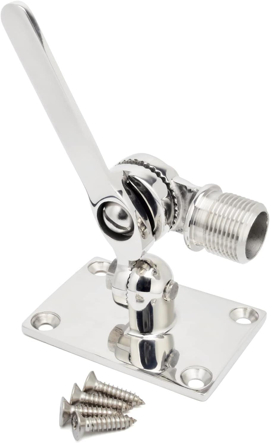 HYS VHF Marine Antenna Mount - Heavy-Duty 316 Stainless Steel Ratchet ...