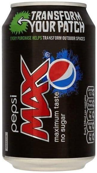 Pepsi Max No Sugar Cola Cans 24 x 330ml | Sugar-Free Carbonated Soft ...