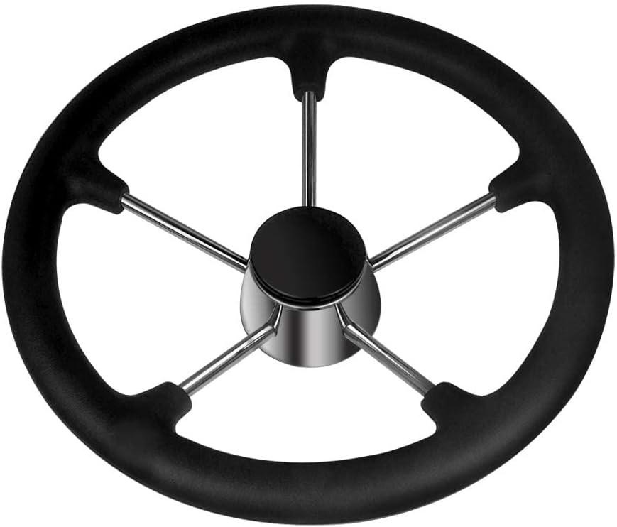 Marinebaby 13-1/2 5 Spoke Stainless Steel Boat Steering Wheel with ...