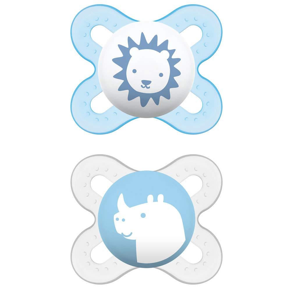 MAM Skin Soft Silicone Mini Pacifier Set for 0-2 Mo - Blue Colors | 4 ...