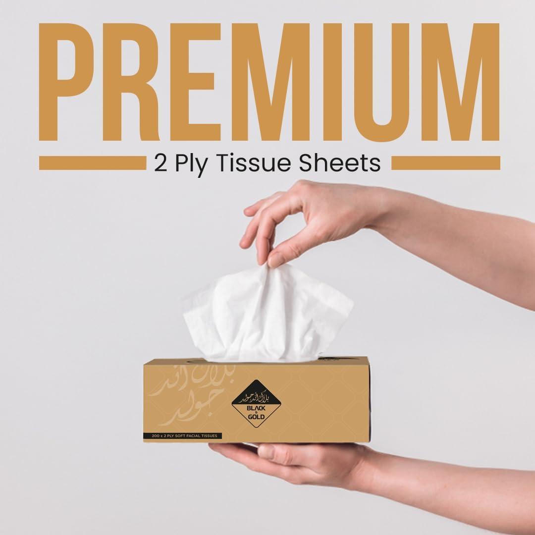 Nice Touch Facial Tissue Black & Gold Box - 5 Packs of 200 Sheets ...