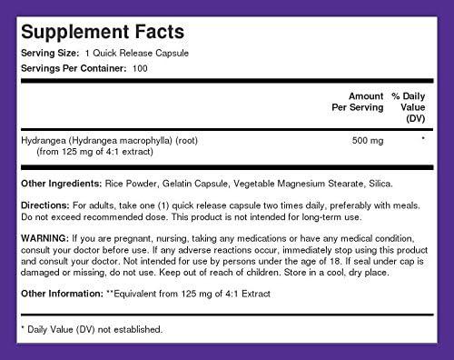 Piping Rock Hydrangea Root Capsules 500mg - 100ct Concentrated Extract ...