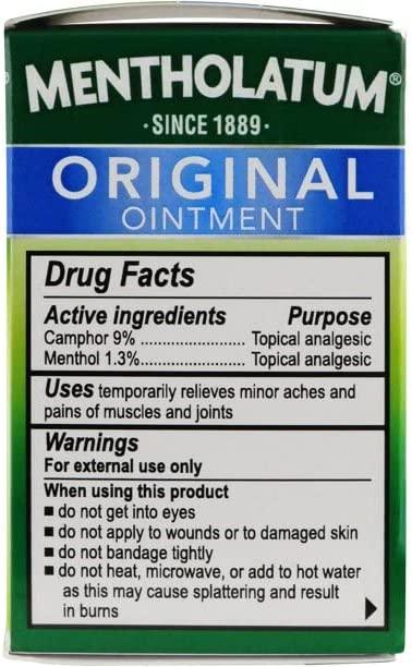 MENTHOLATUM OINTMENT JAR 1 OZ - Soothing Relief for Pain and Discomfort ...