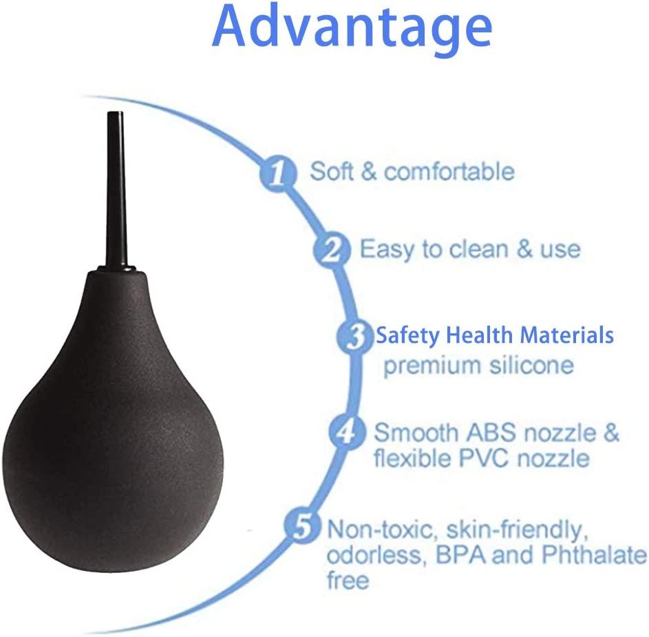 Black Silicone Enema Bulb Kit | GNEGKLEAN 7.6oz Anal Douche for Men and ...