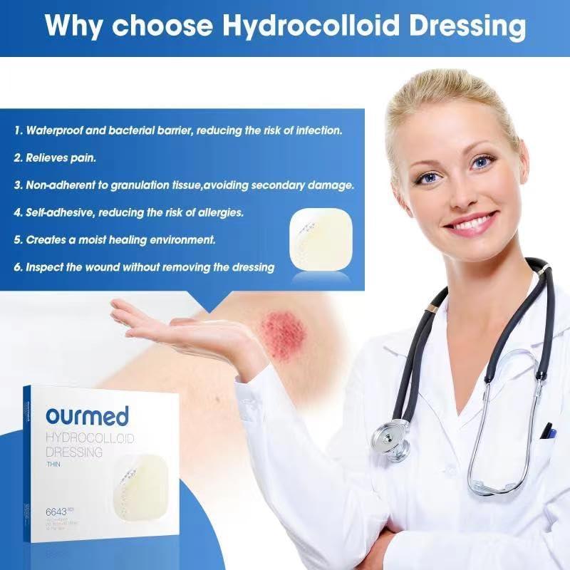 Hydrocolloid Dressings 5cm x 5cm - Extra Thin Waterproof Wound Care for Ulcers Burns & Blisters ...