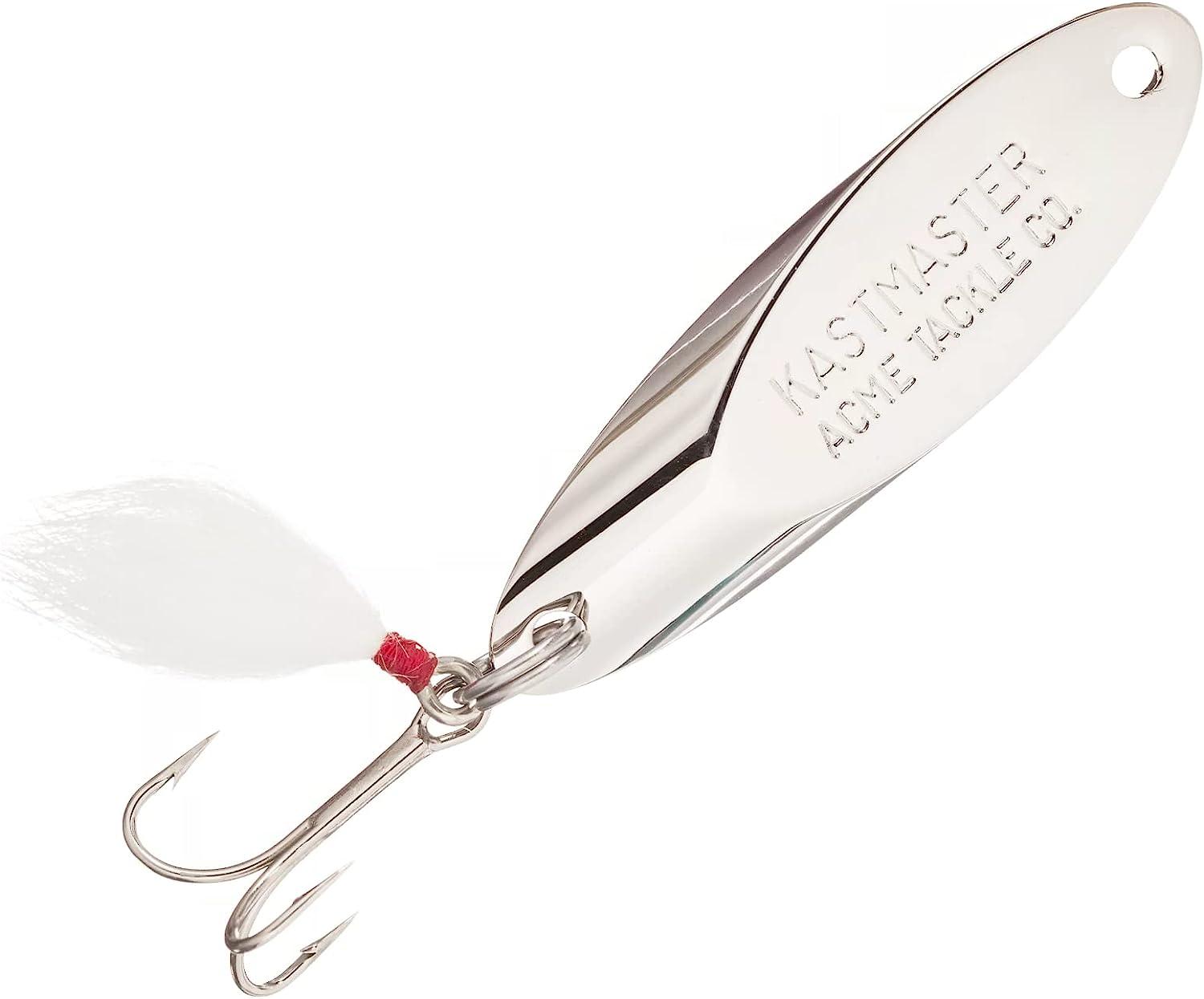acme Kastmaster Lure with Bucktail Teaser and Treble Hook 3/4 Oz Chrome