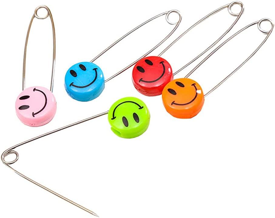 50Pcs Smiling Face Safety Pins with Plastic Head and Stainless Steel ...