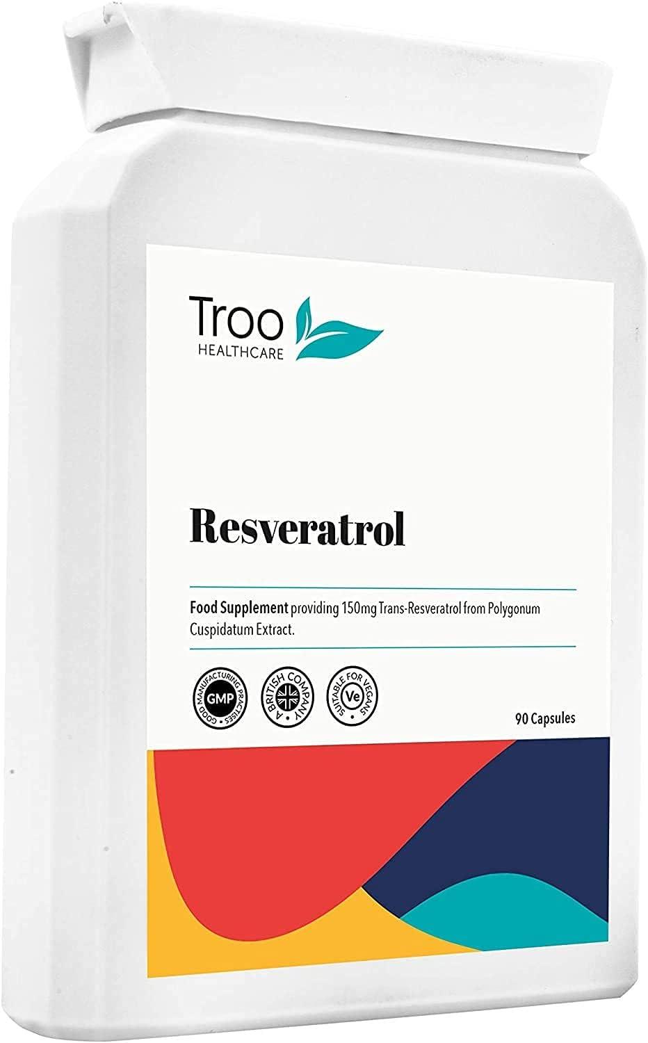Trans Resveratrol Supplement 150mg - 90 Easy Swallow Daily Capsules ...