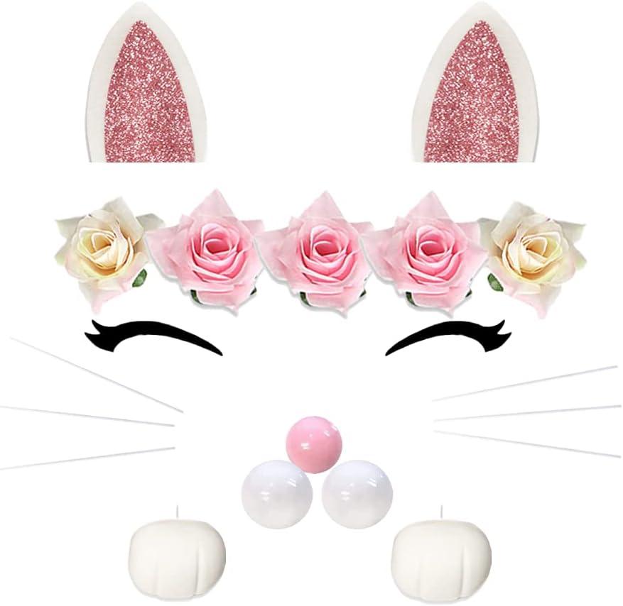 Cat Cake Topper with Ear Foot Flowers Eye Nose Whiskers for Kitty Cat ...