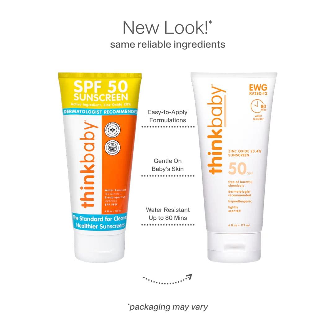 Thinkbaby Sunscreen SPF 50+ | 6 fl oz (177 ml) - Safe & Effective for ...