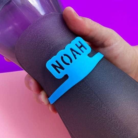 Personalized Bottle Bands - Pack of 4 Silicone Water Bottle Labels in ...