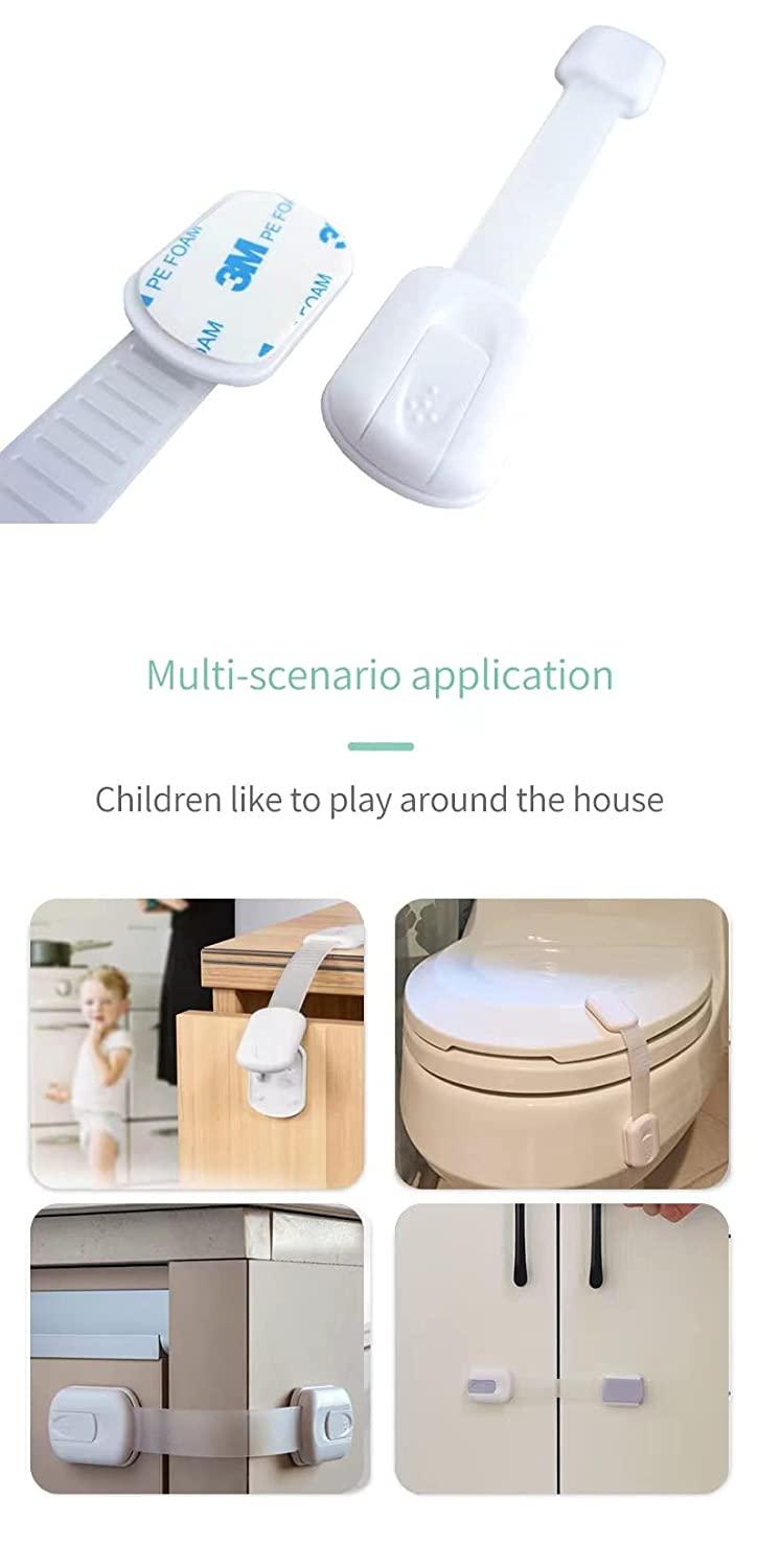 6 Pack Child Safety Locks - Adjustable Baby Proof Cabinet Latches - No ...