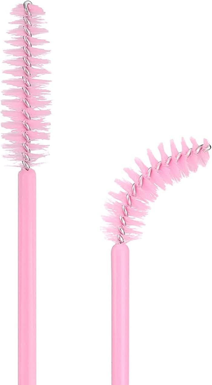 G2PLUS 50 PCS Pink Eyelash Brushes Spoolies - Disposable Mascara Wands ...