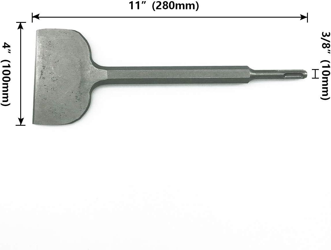 SPKLINE 4 Wide Tile & Thinset Scaling Chisel - SDS-Plus Shank - 4x11 Scraper - Works with SDS ...