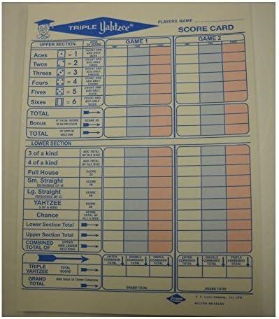 50 Triple Yahtzee Score Sheets Cards - Score Pads for Triple Yahtzee ...