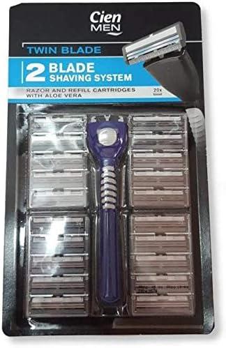 Cien Men Twin Blade Shaving System 2 Blade Razor & 20 Replacement ...