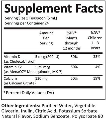 Kiddivit Baby Calcium Liquid Drops with Vitamin D3 & K2 - 24 Daily ...