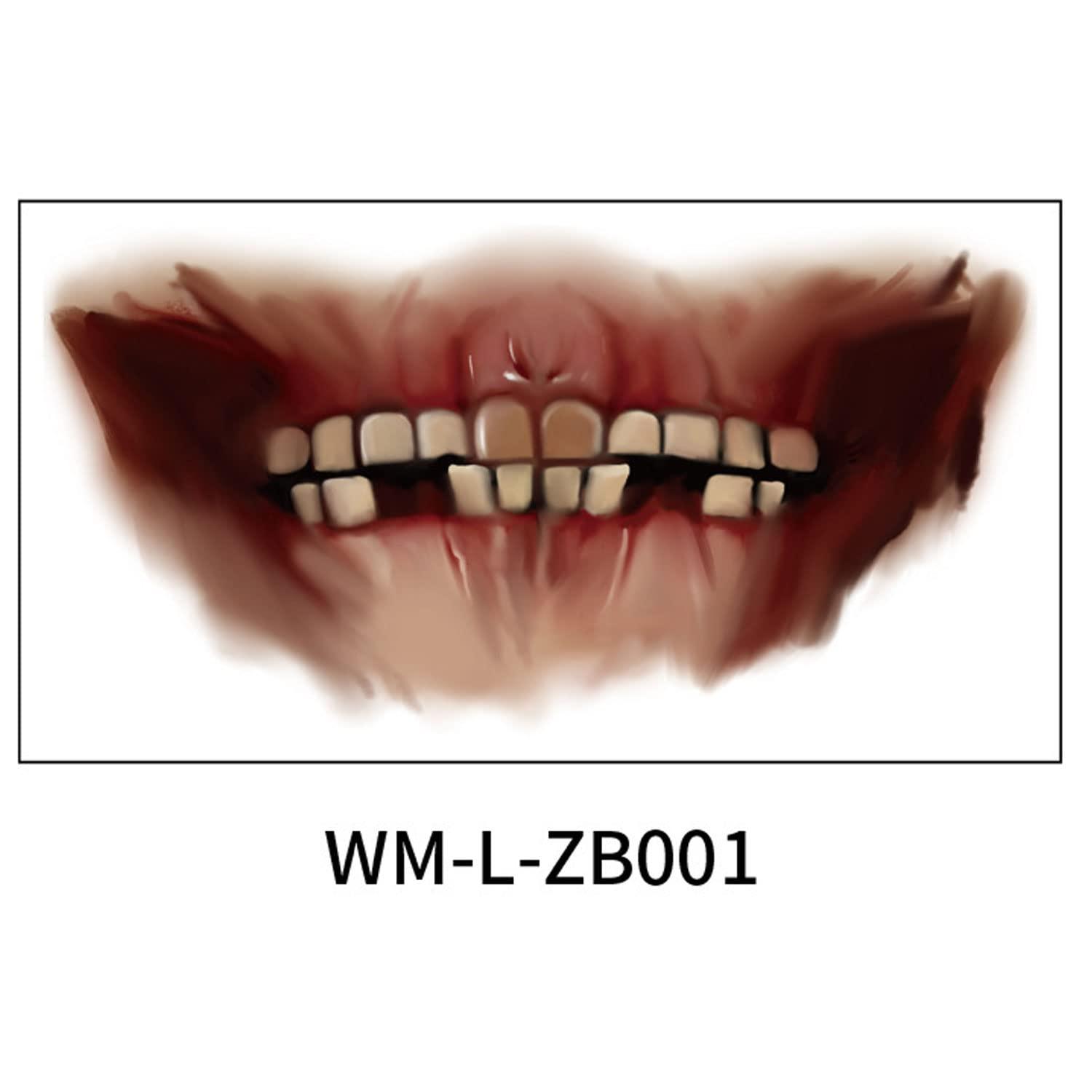 Halloween Clown Horror Mouth Temporary Tattoo Stickers - 10Pcs Halloween Prank Makeup for ...