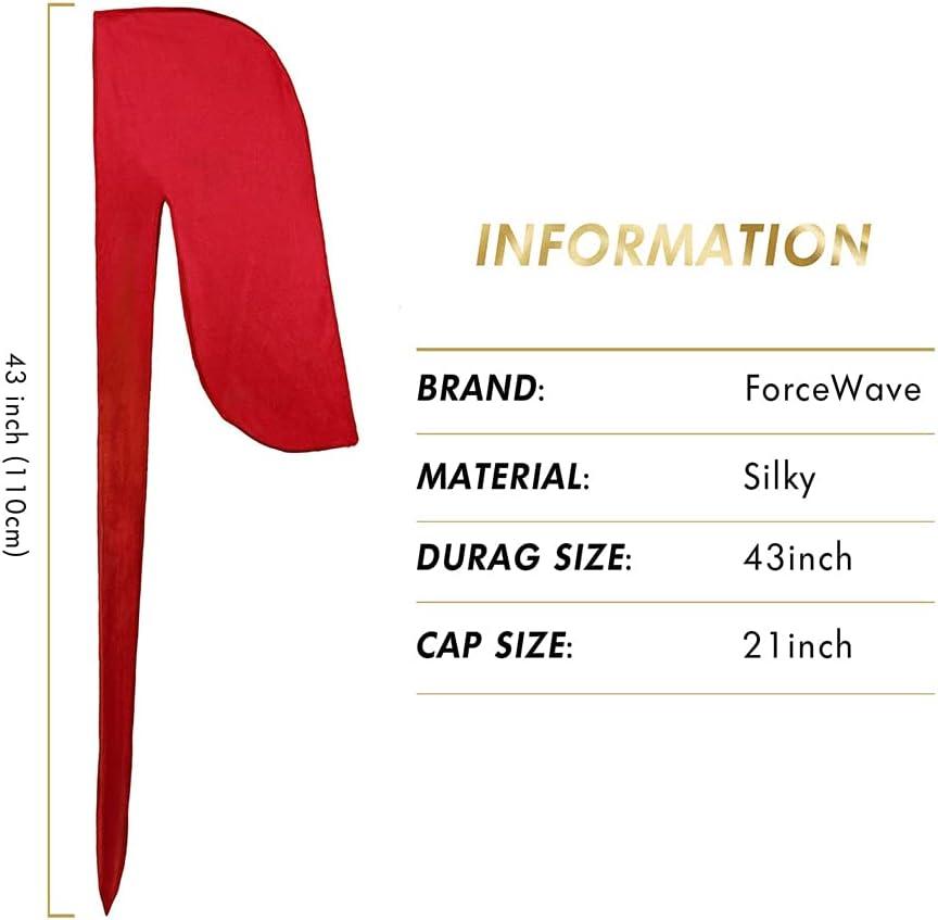 Buy 4 Silk Durags for Men & Women - 360 Waves + 1 Wave Cap - Extra Long ...