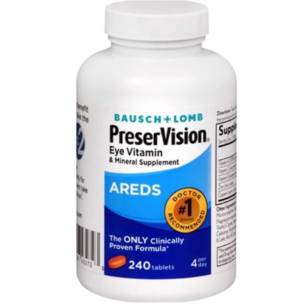 Bausch & Lomb PreserVision Areds 240 Tablets (2 Pack) - Eye Health ...