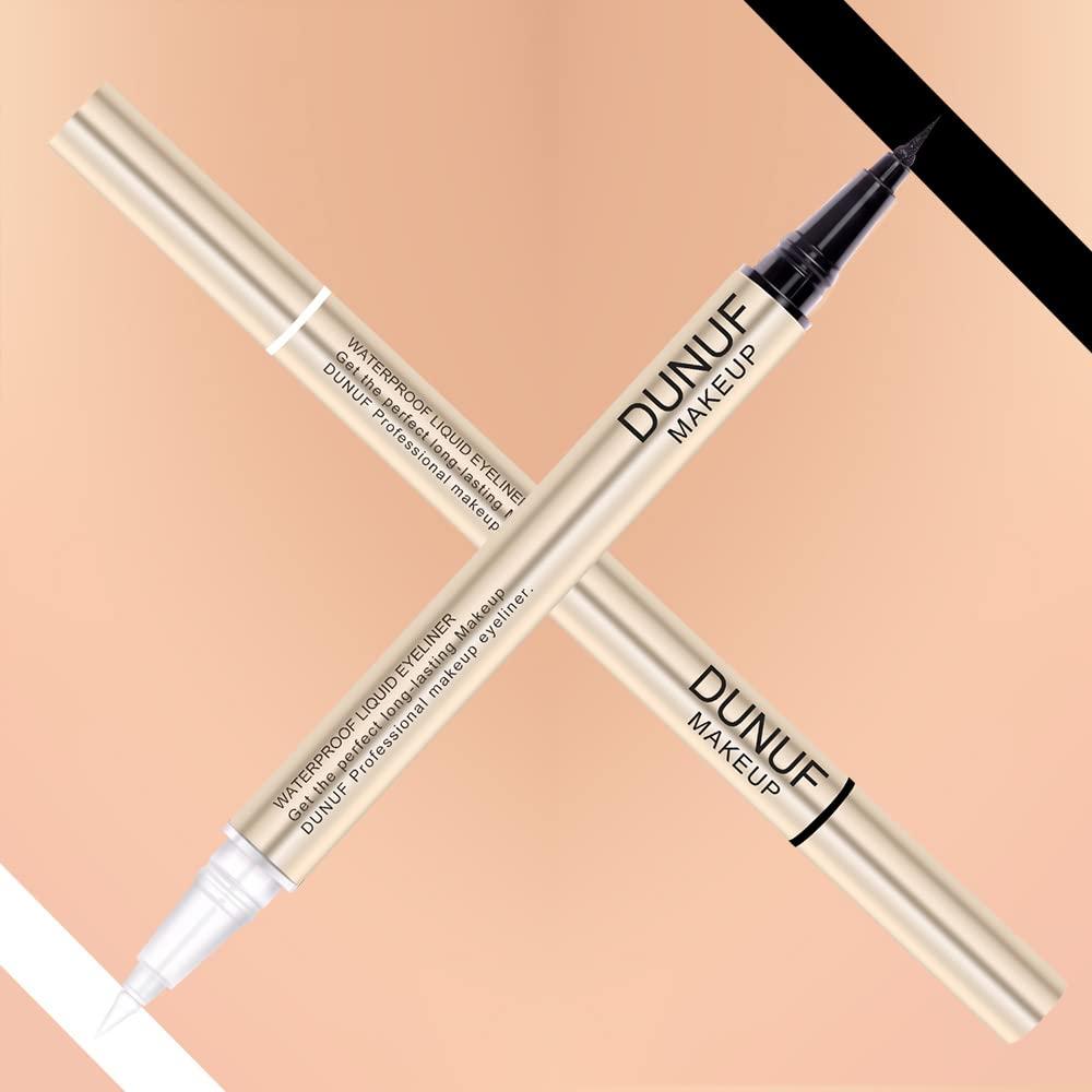 DUNUF Makeup 2 in 1 Waterproof Liquid Eyeliner - Pitch Black & White ...