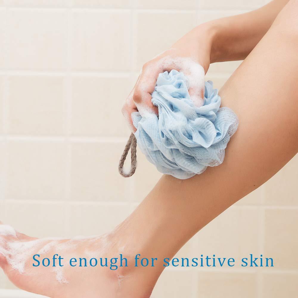 Pack of 4 Extra Large Bath Loofah Sponges - SourceTon Mesh Pouf ...