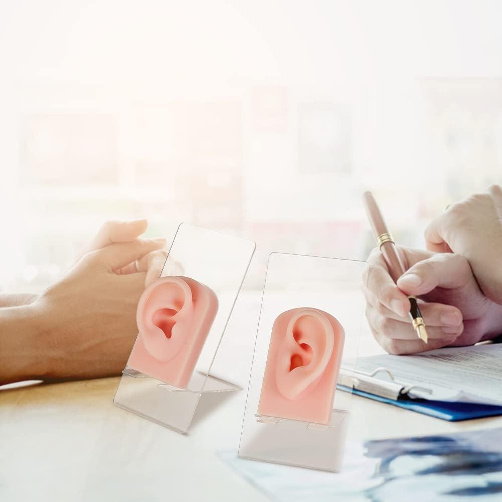 OLYCRAFT 2pcs Silicone Ear Model with Acrylic Display Stands for ...