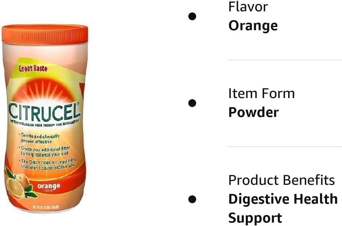 Citrucel Orange Fiber Supplement 30 oz - 2g Methylcellulose Powder - 1. ...