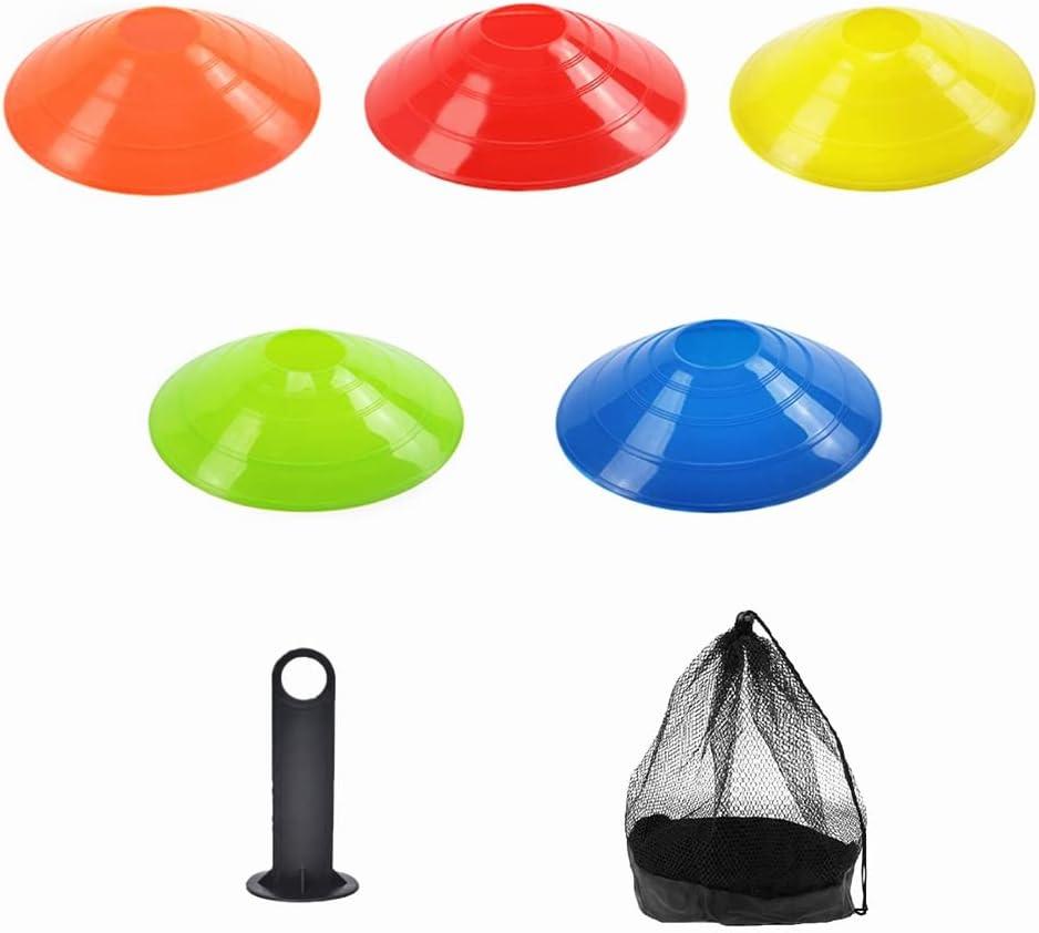 ANSLYQA Set of 50 Soccer Cones with Carry Bag - Agility Training Discs for Football, Basketball ...