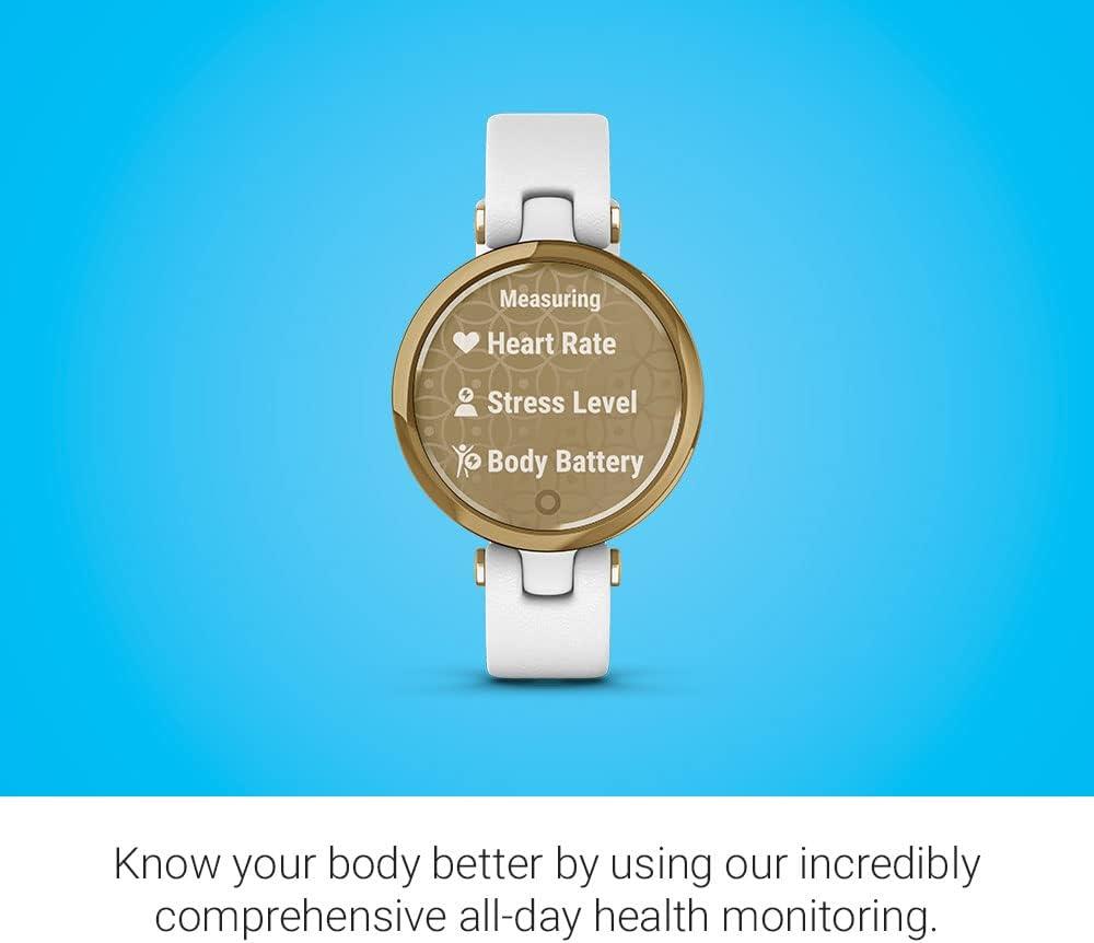 Garmin Lily Small Smartwatch - Touchscreen, Patterned Lens - Light Gold ...