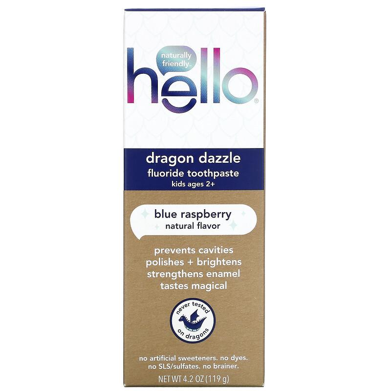 Hello Kids Fluoride Toothpaste - Dragon Dazzle Blue Raspberry 4.2 oz ...