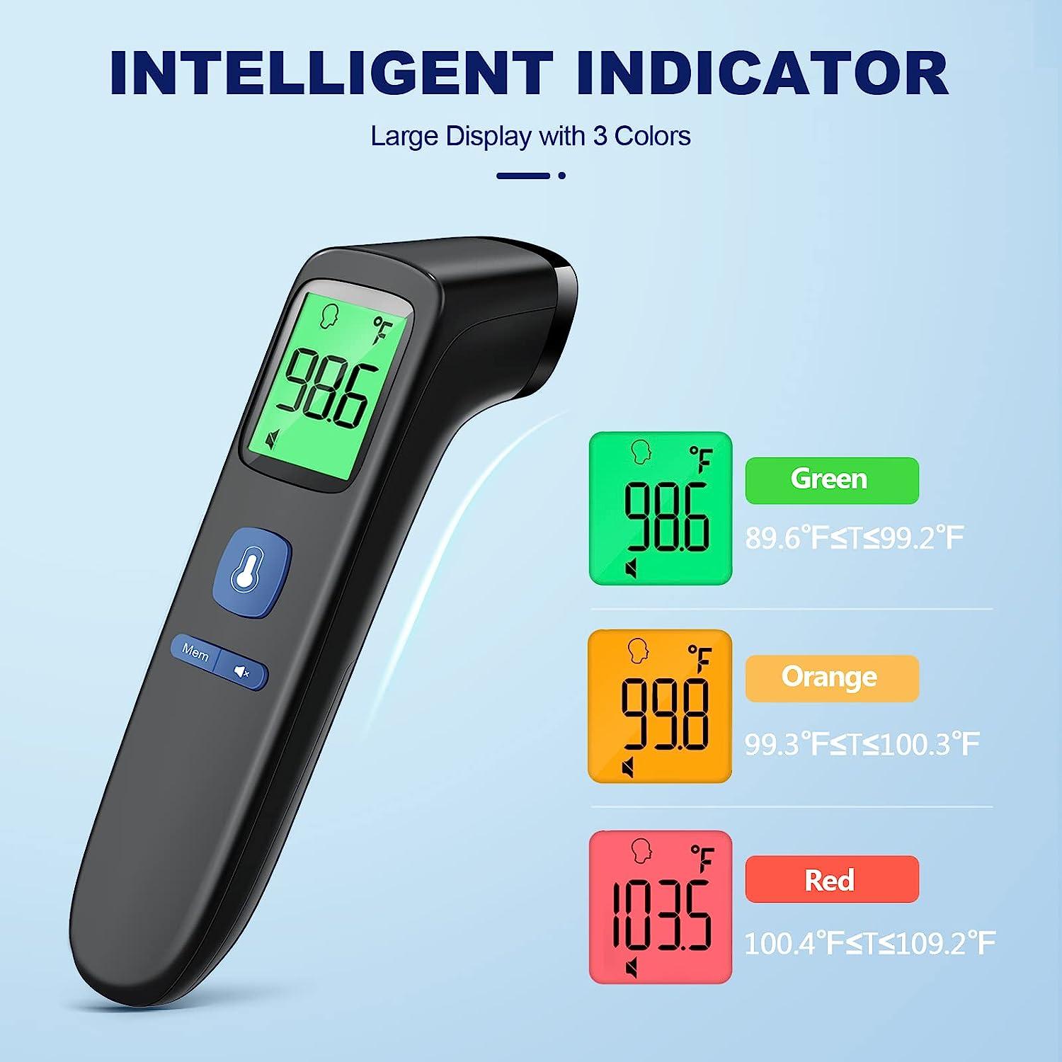 Forehead Thermometer - Fever Alarm, LCD Display, Memory Function ...