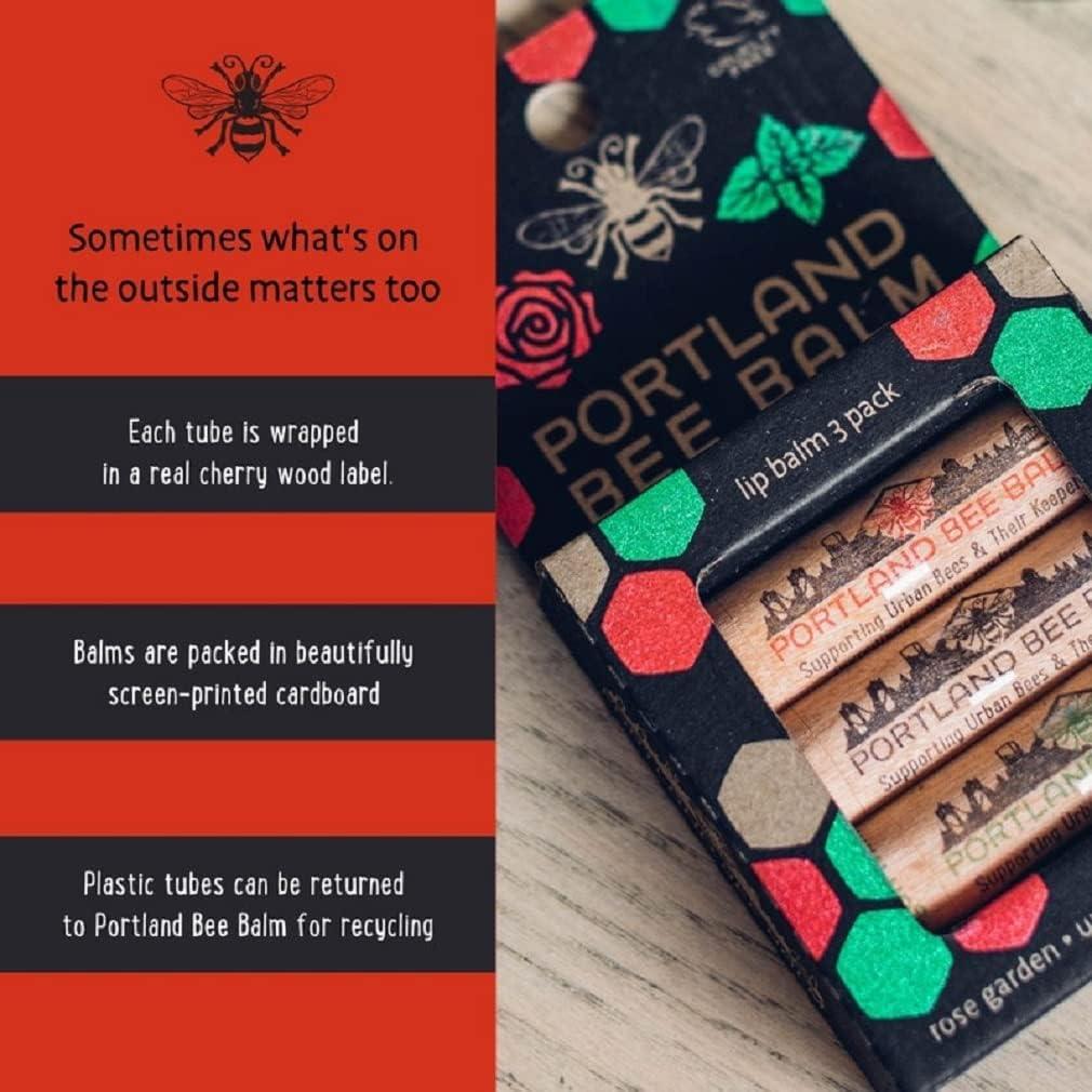 Portland Bee Balm Unscented, Oregon Mint and Rose Assorted Lip Balm 3 ...