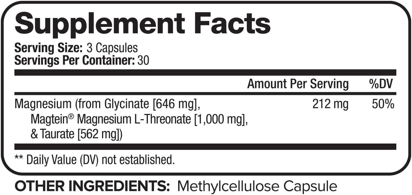 Nutrivein Magnesium L-Threonate (Magtein) 2207mg - Brain Health, Memory ...