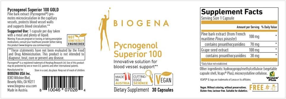 Biogena Pycnogenol 100mg: French Maritime Pine Bark Extract for ...
