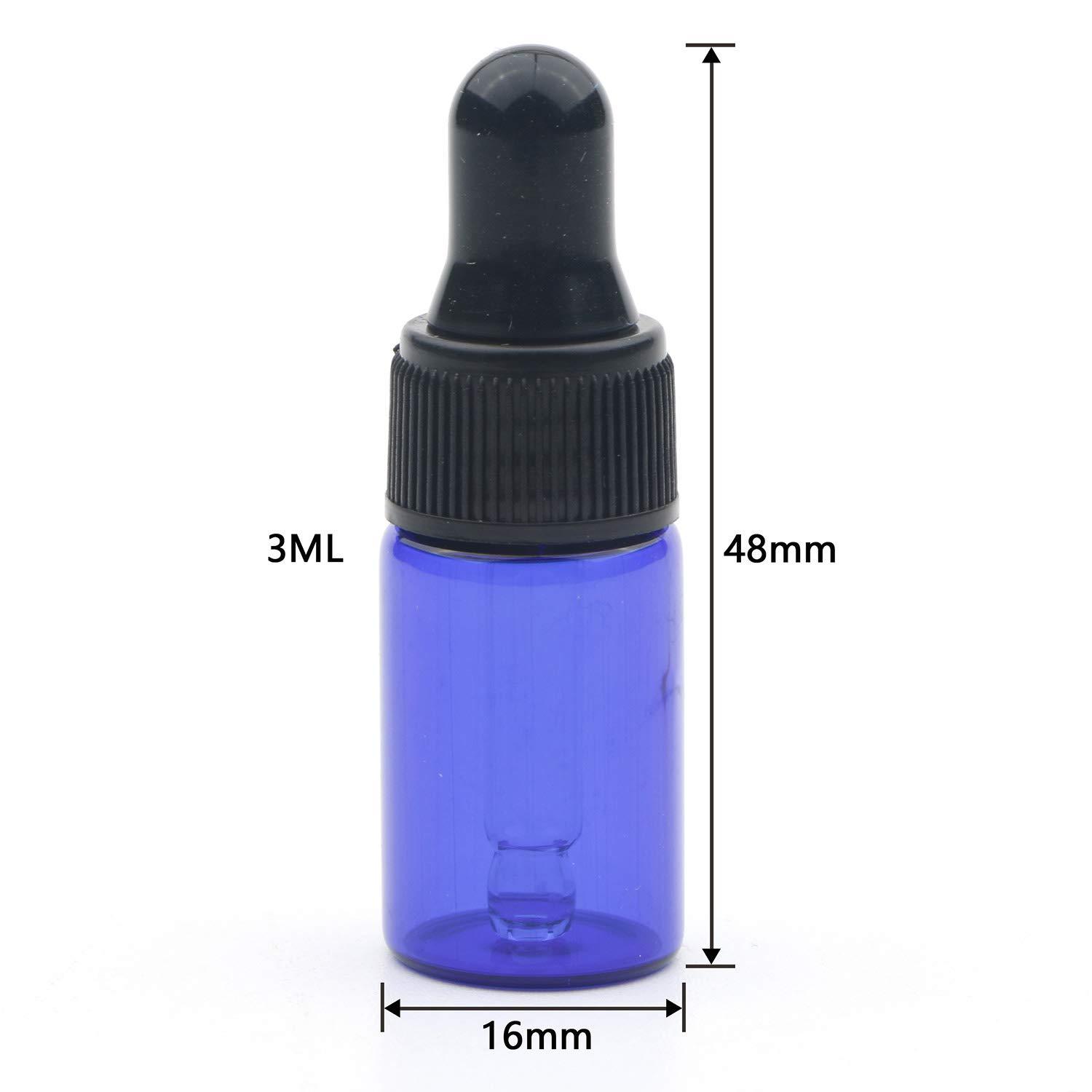 Unxuey 20pcs 3ml Blue Glass Empty Bottles with Clear Glass Pipettes ...