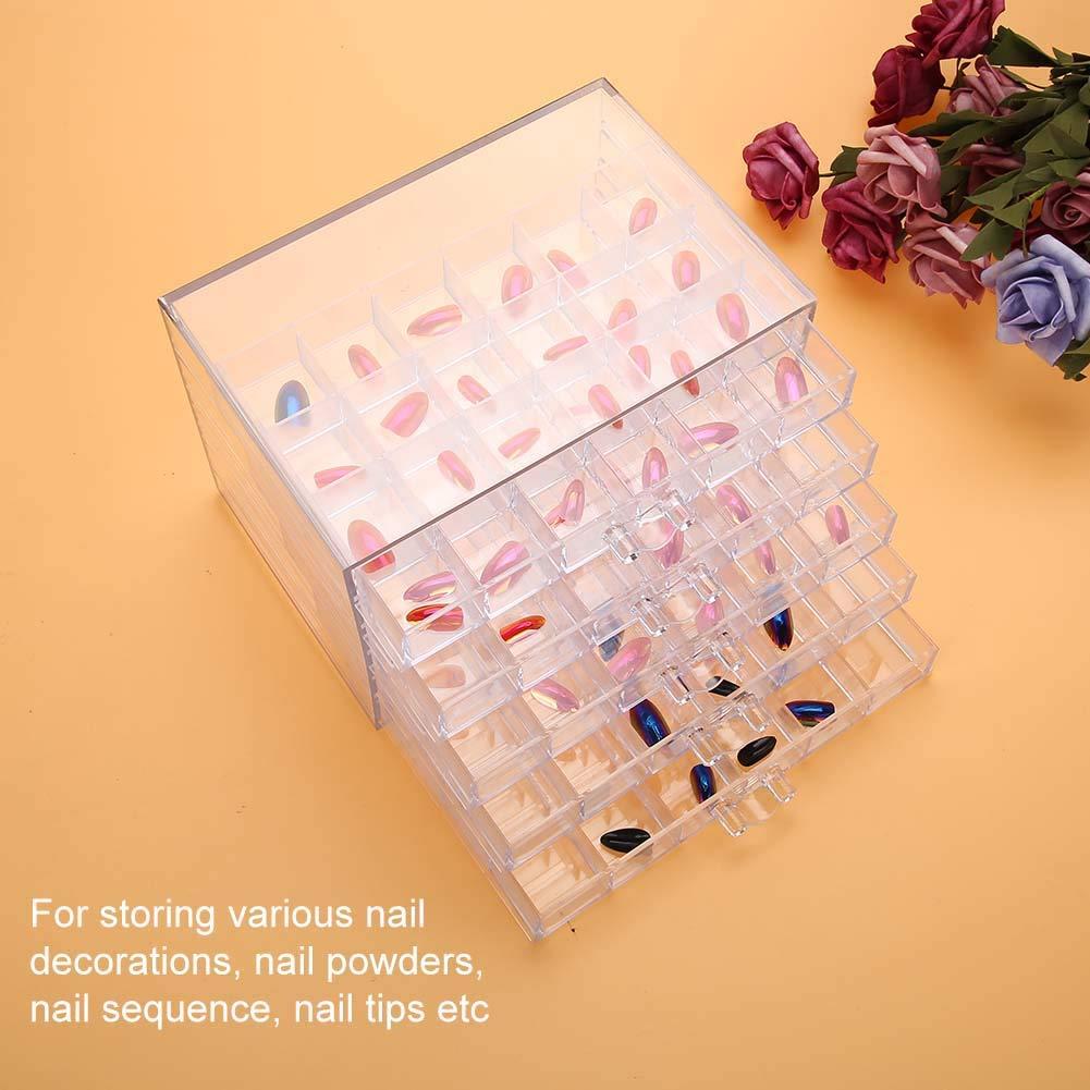 Storage Box for Nail Art - 120 Grids Transparent Organizer for ...