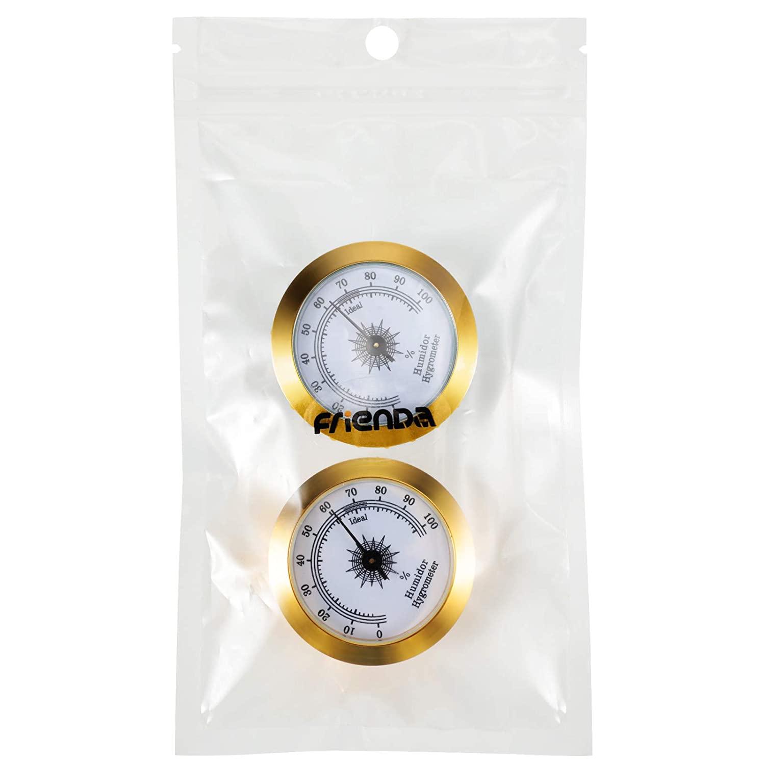 2 Piece Gold Analog Mechanical Hygrometer Set - 2 Inch Round Humidity ...