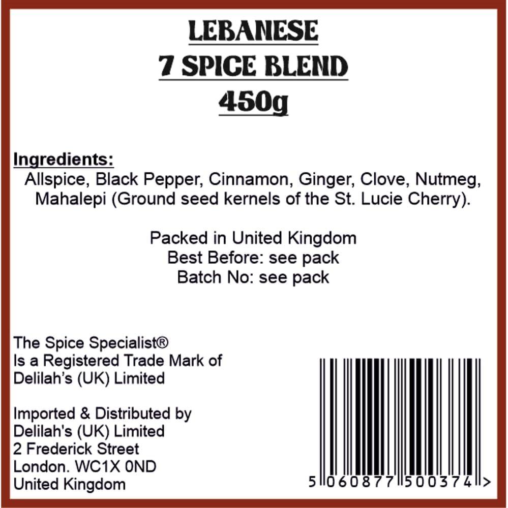 Lebanese 7 Spice Seasoning (450g Resealable Pouch) Salt-Free Lebanese ...