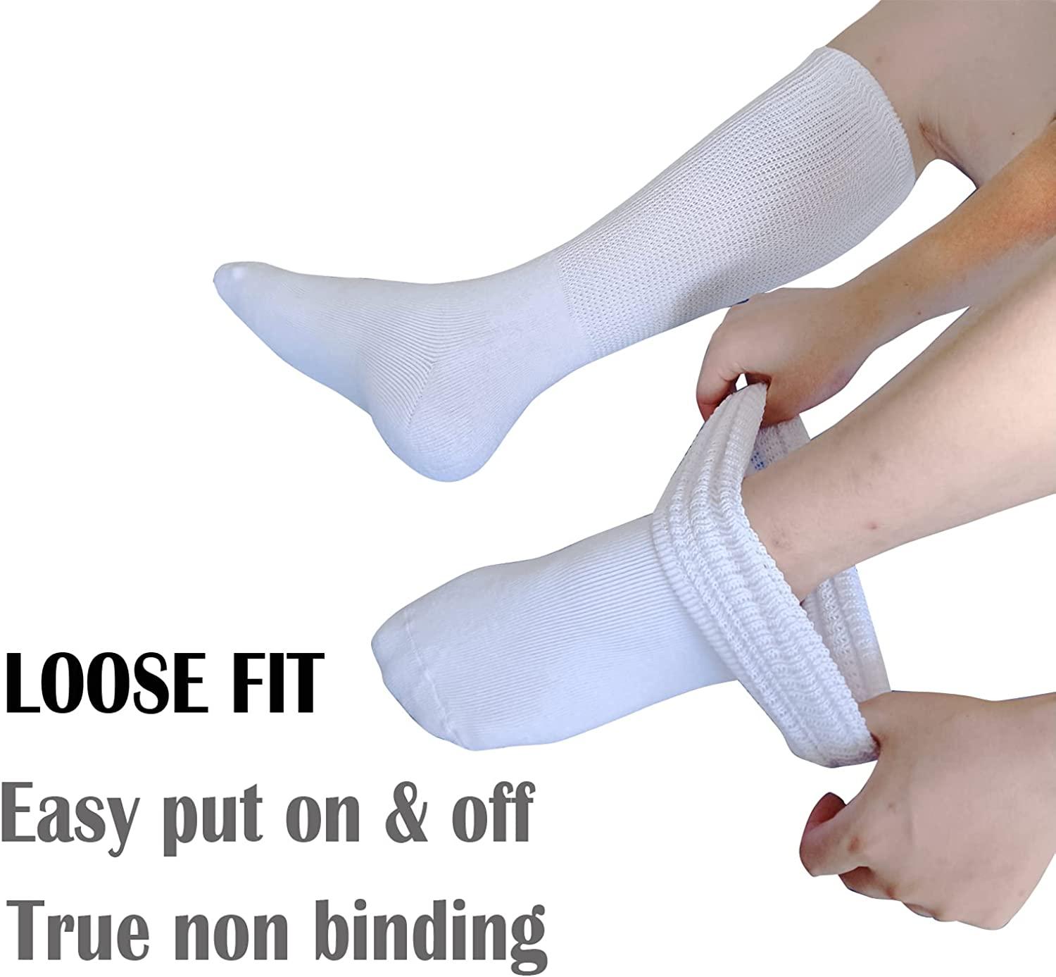 Extra Wide Lymphedema & Swollen Feet Socks - 2 Pairs (White ...