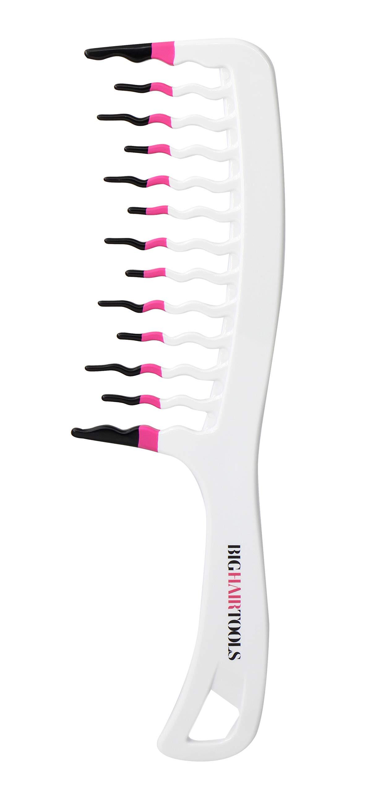 Big Hair Tools XL Wavy Wide Tooth Comb - White | Wide Teeth Comb for ...