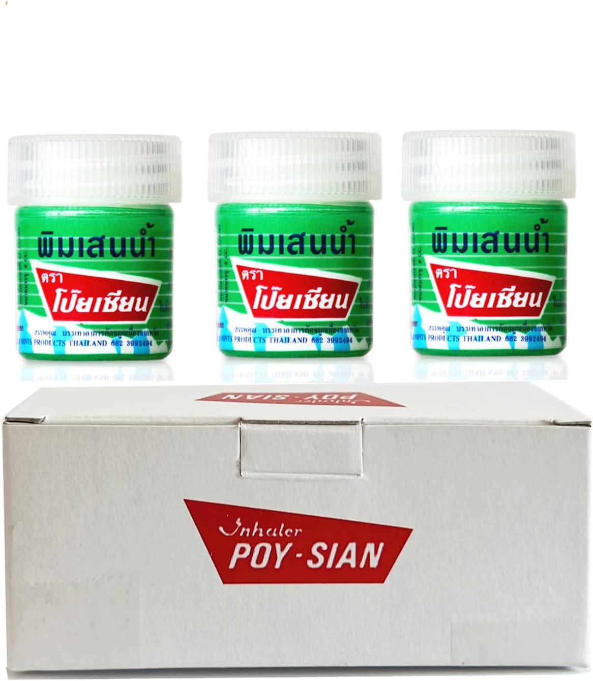 POY-SIAN Thai Pim-Saen Cotton Nasal Inhaler 8 ml (Pack of 3)