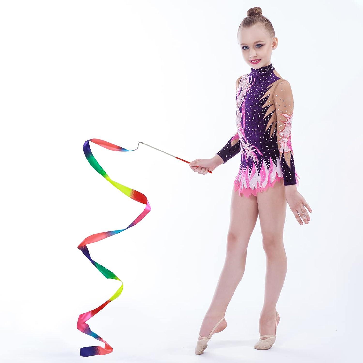 Abeillo 2pcs Rhythmic Dance Ribbons - 78.7 Inch Gymnastics Ribbon Set ...