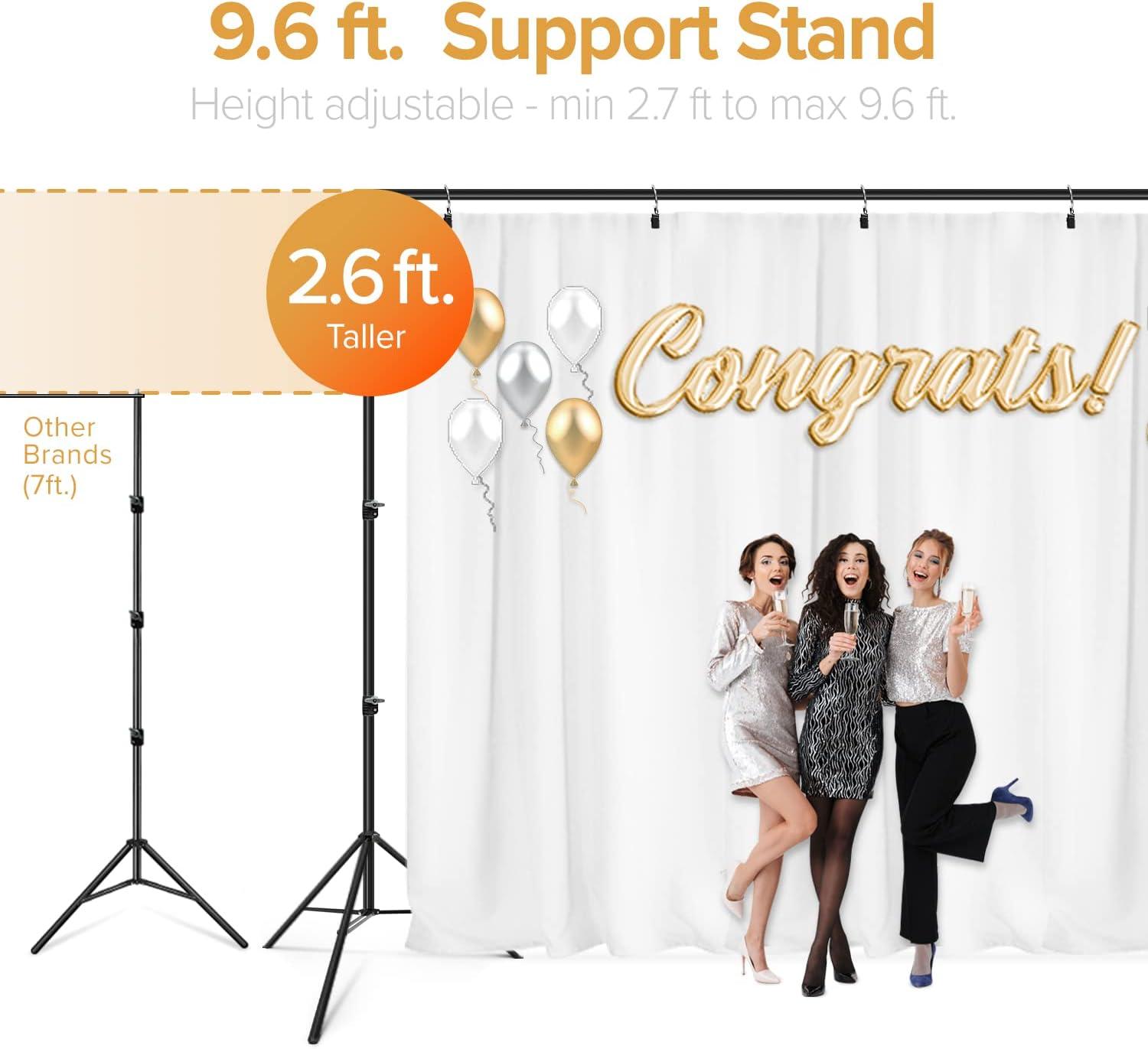 10x9.6ft Heavy Duty Background Support System | Curtain Style Backdrop ...