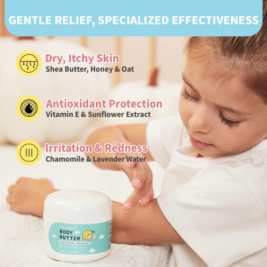 Cubed Eczema Body Butter for Kids with Honey and Oatmeal - Soothing Anti-Itch Cream for Dry ...