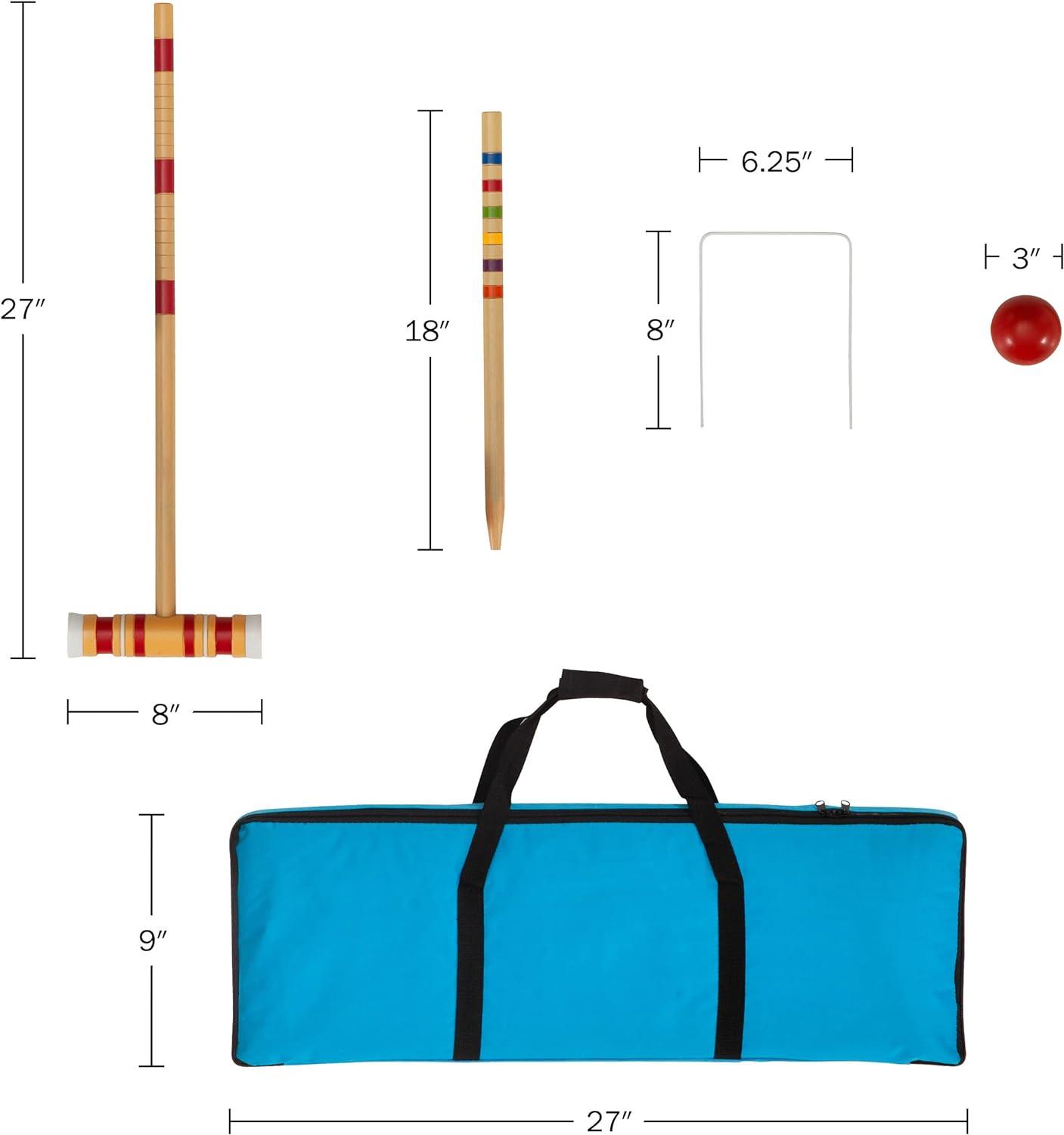 Hey! Play! Wooden Croquet Set - Deluxe Outdoor Sports Game with ...