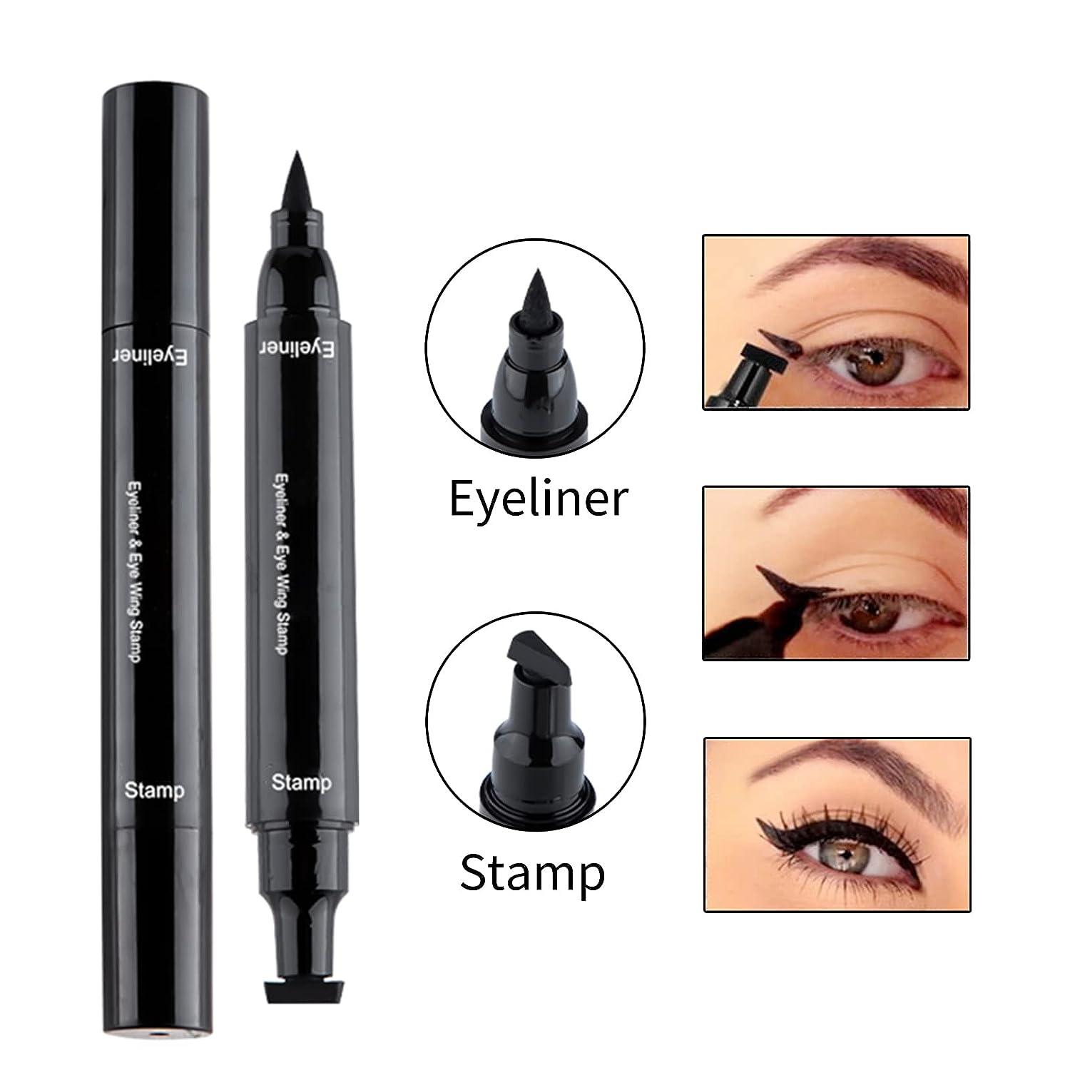 Erinde 2PCS 2 in 1 Eyeliner Stamp Set - Waterproof, Long Lasting, and ...